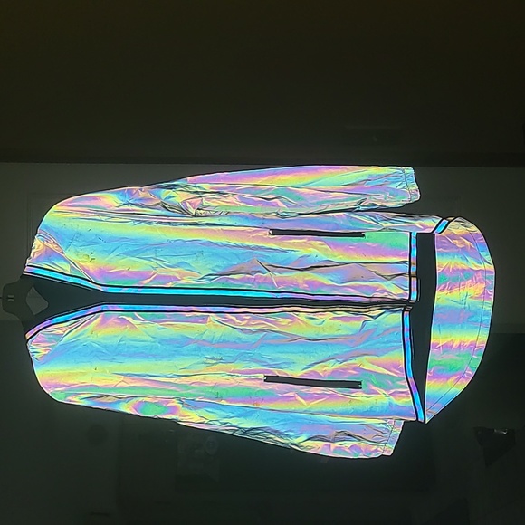 Jackets & Coats | Rainbow Holographic Reflective Jacket Large 65 | Poshmark